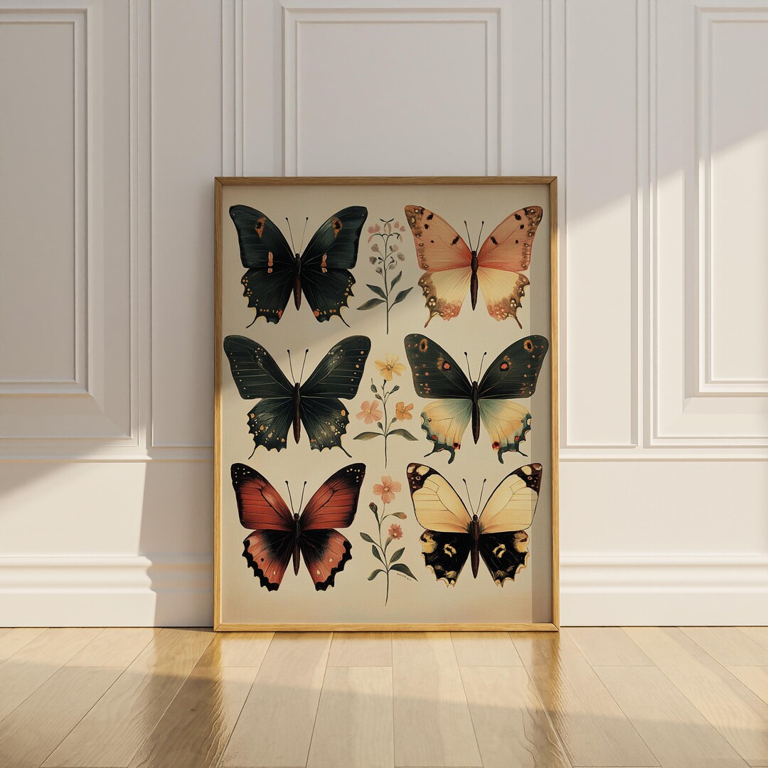 Butterfly Wildflower Wall Art Printable Botanical Floral Artwork Artful ...