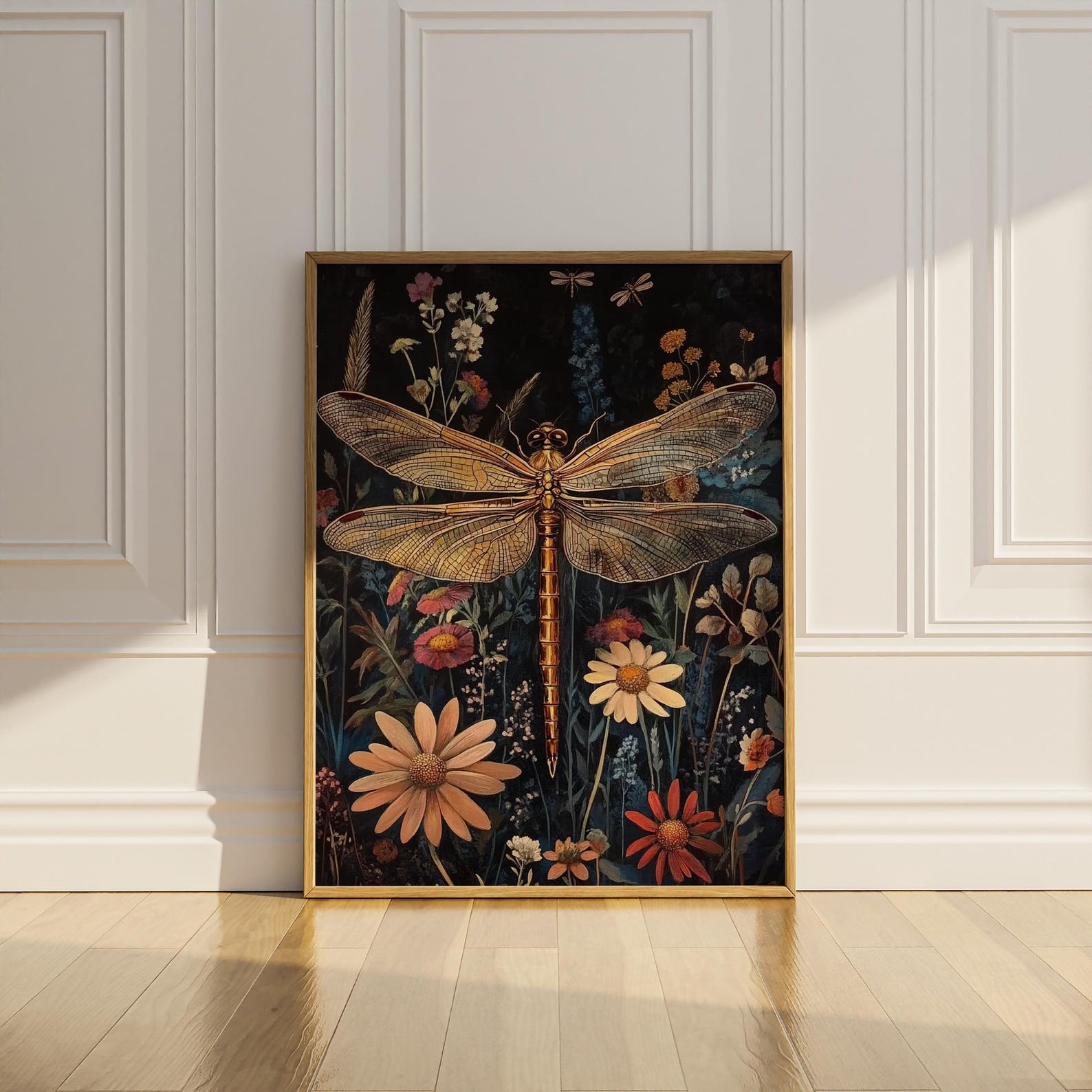 Dragonfly Poster Print Moody Wildflower Botanical Dark Cottagecore Wall ...