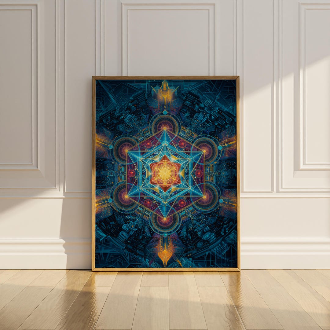Sacred Geometry Wall Art Metatron Cube Print Psychedelic Spiritual ...