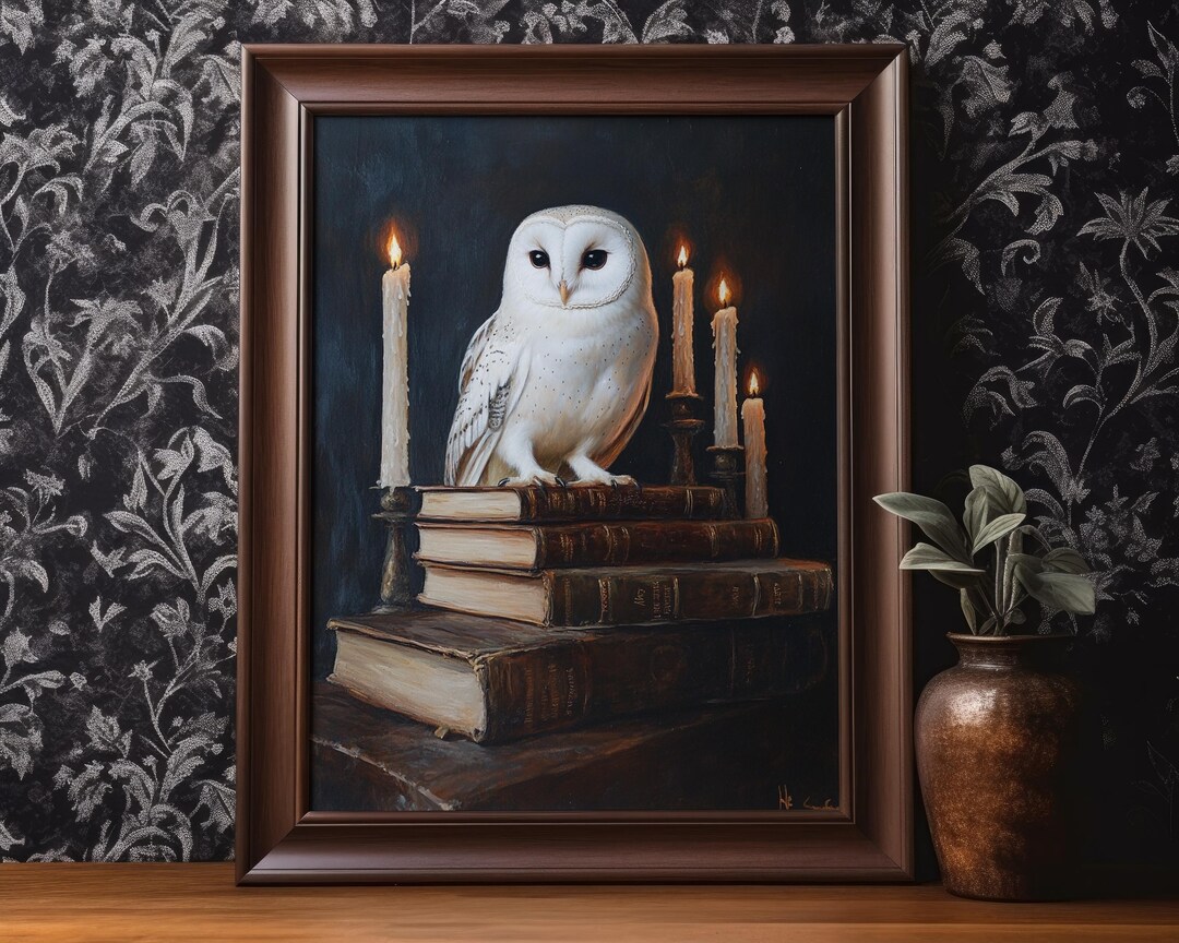 White Owl Dark Academia Wall Art Printable Fantasy Book Lover Witchy ...