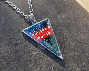 Triangle Circuit Board Pendant - Blue Green Gold Red - Etsy