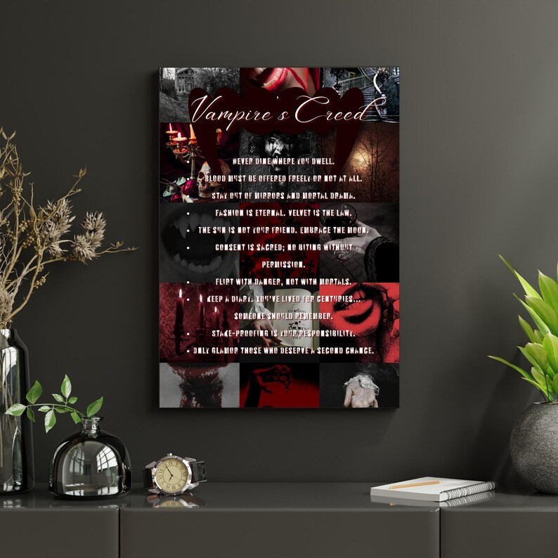 Vampire's Creed Poster | Gothic Horror Rules, Dark Aesthetic (24x36 ...