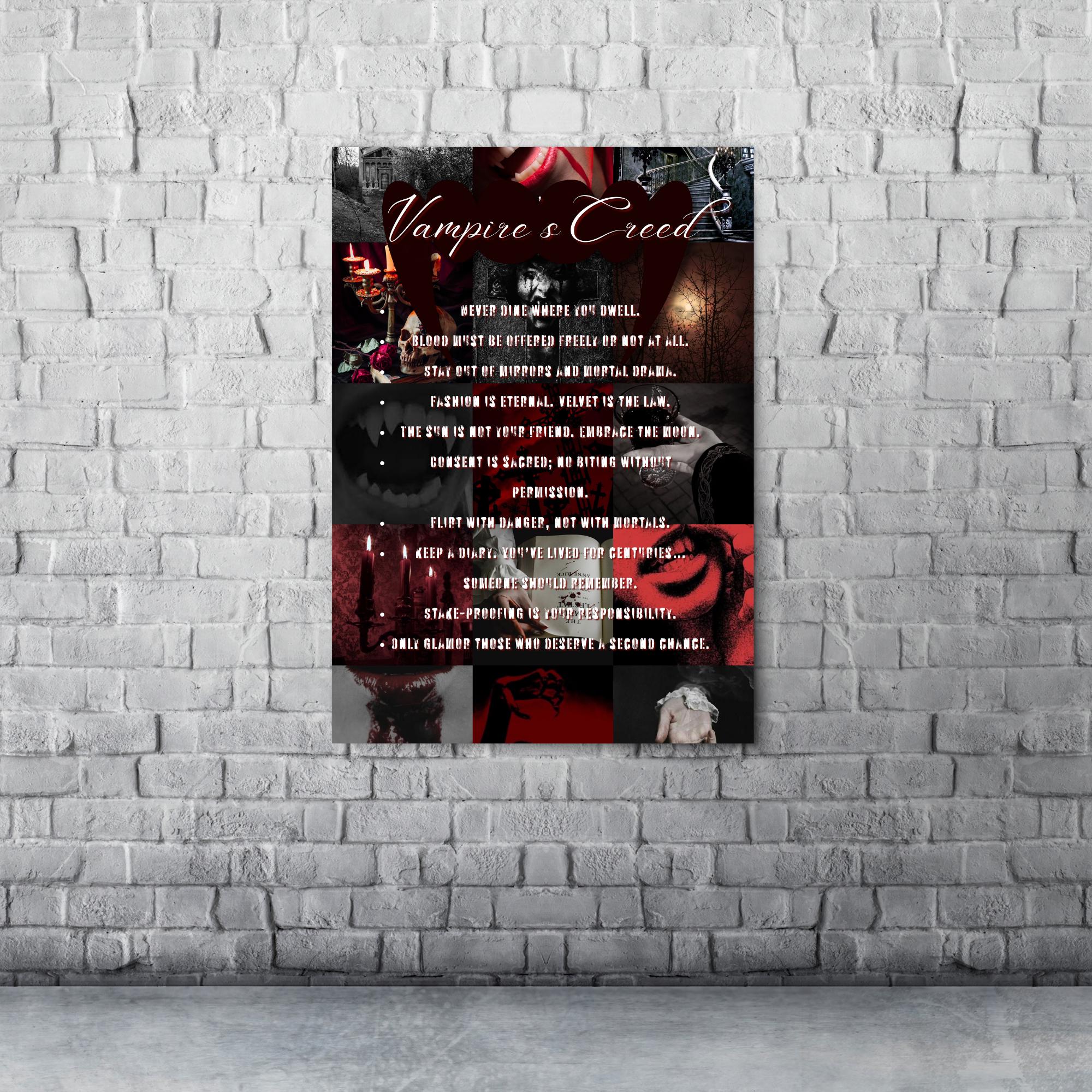Vampire's Creed Poster | Gothic Horror Rules, Dark Aesthetic (24x36 ...