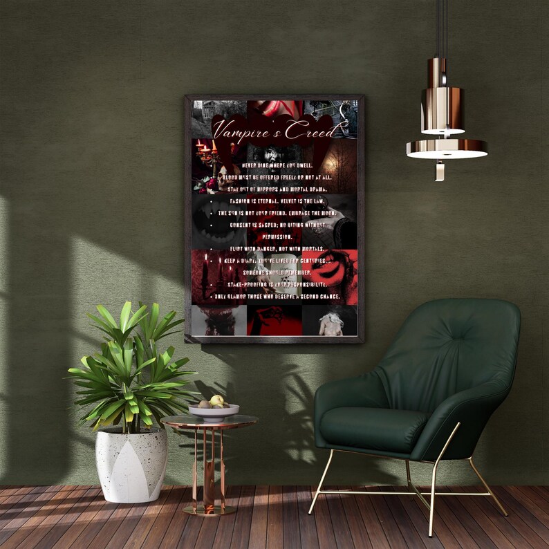Vampire's Creed Poster | Gothic Horror Rules, Dark Aesthetic (24x36 ...