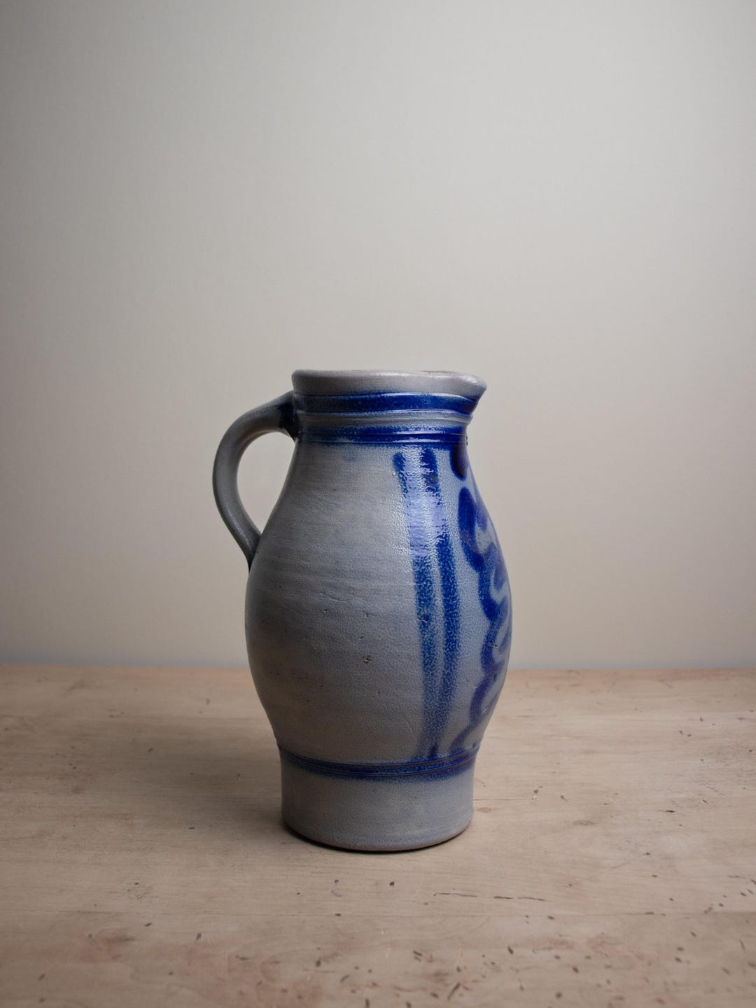 Vintage Salt Glazed Pitcher - Handmade Stoneware Glazed Pitcher for ...