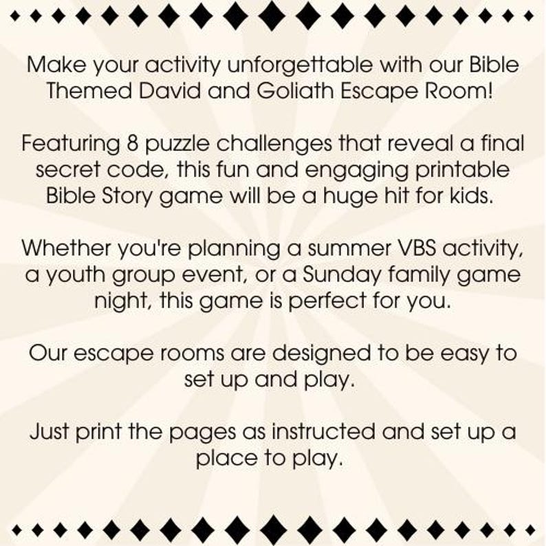 David and Goliath Escape Room Game Printable Kids Bible Theme Escape ...