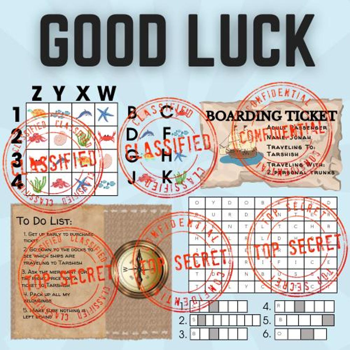 Jonah and the Whale Escape Room Game 10 Puzzles Printable Activity for ...