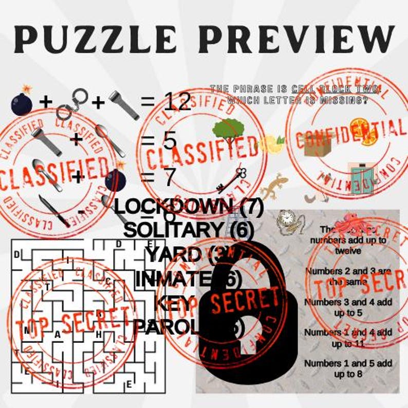 Prison Break Pregnancy Reveal Escape Room Game, Fun Baby Reveal ...