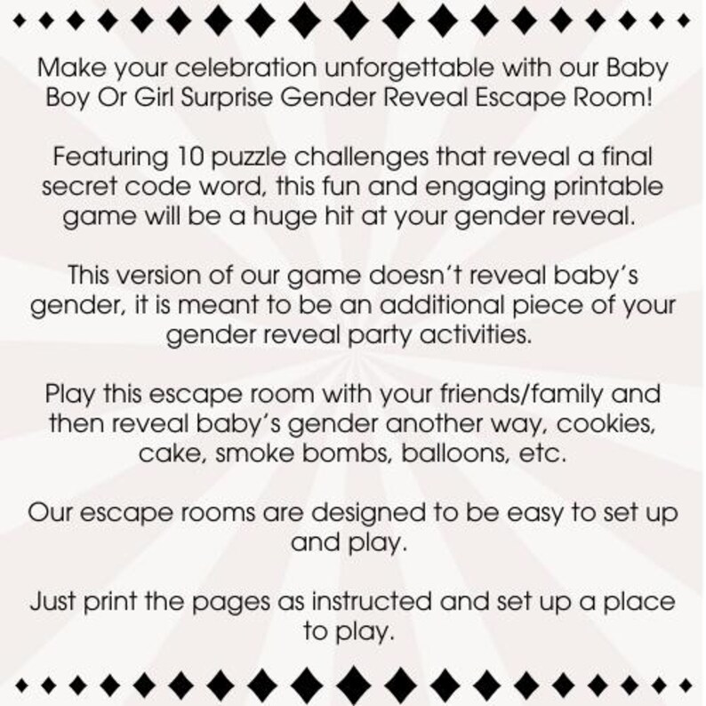 Gender Reveal SURPRISE Escape Room Game - Etsy