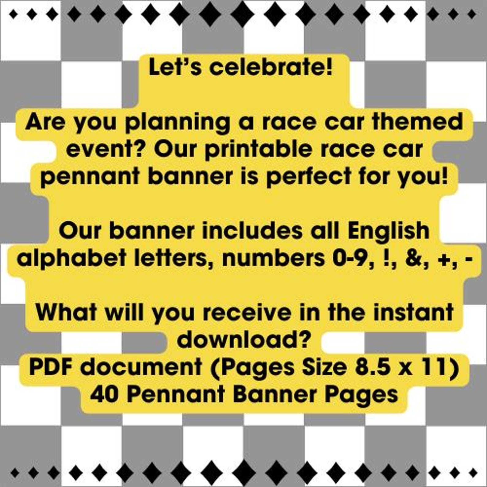 Race Car Banner Printable Party Decoration Birthday Bunting All Caps ...