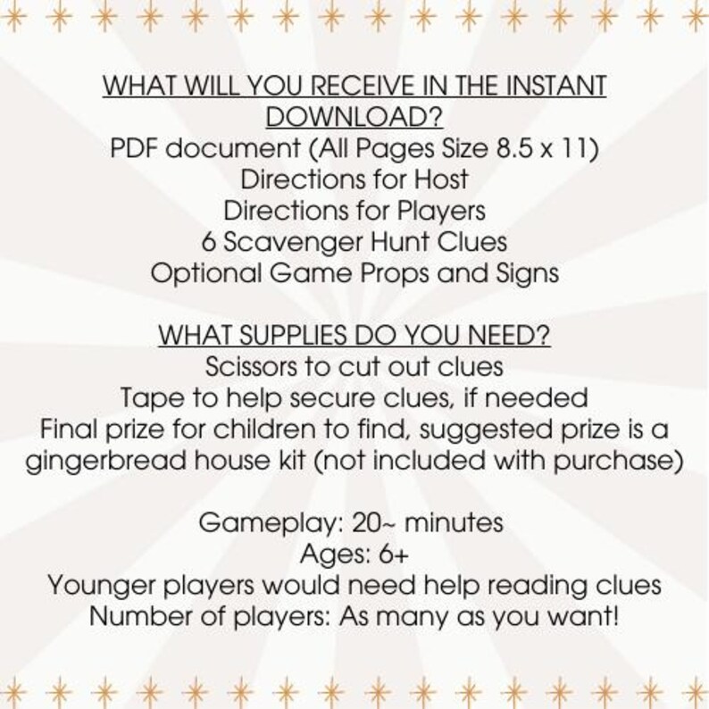 Gingerbread House Kit Scavenger Hunt, Fun Kids Game, Easy Printable ...