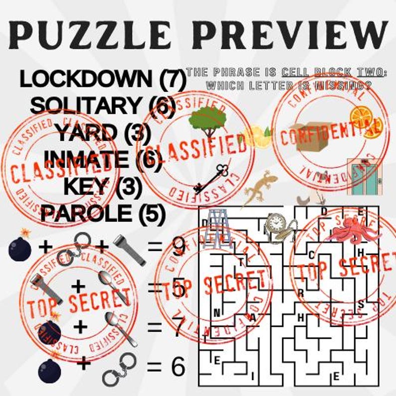 Prison Break Escape Room Game, Kids Party Activity, Printable PDF ...