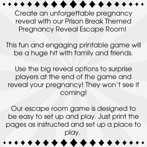 Prison Break Pregnancy Reveal Escape Room Game, Fun Baby Reveal ...