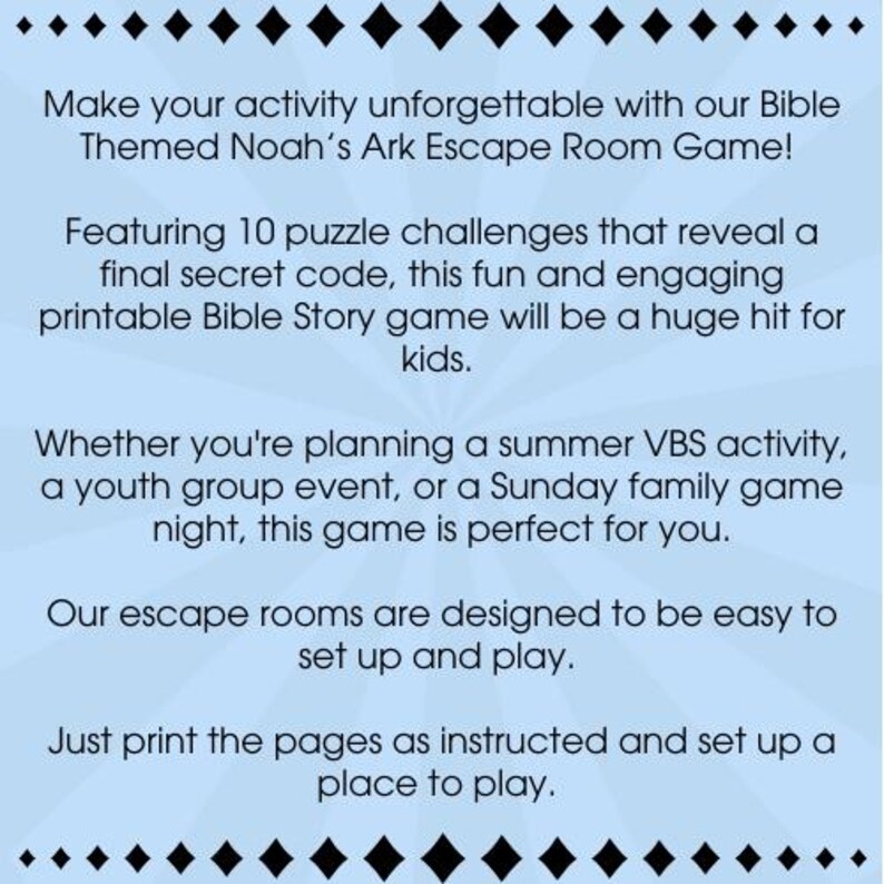 Noah's Ark Escape Room Game Printable Activity Bible Theme Escape Room ...