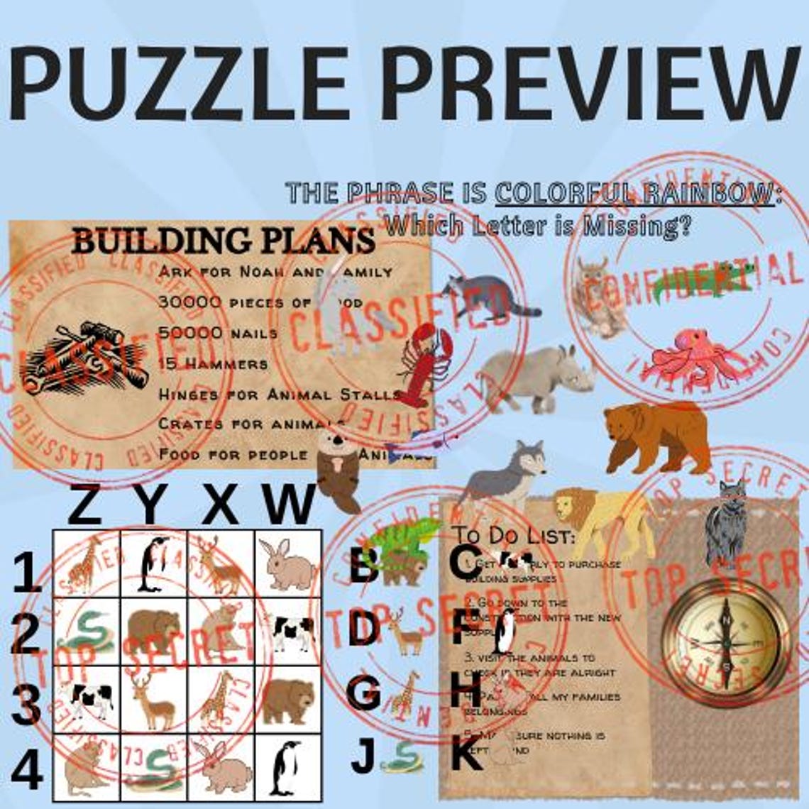 Noah's Ark Escape Room Game Printable Kids Bible Story Activity ...