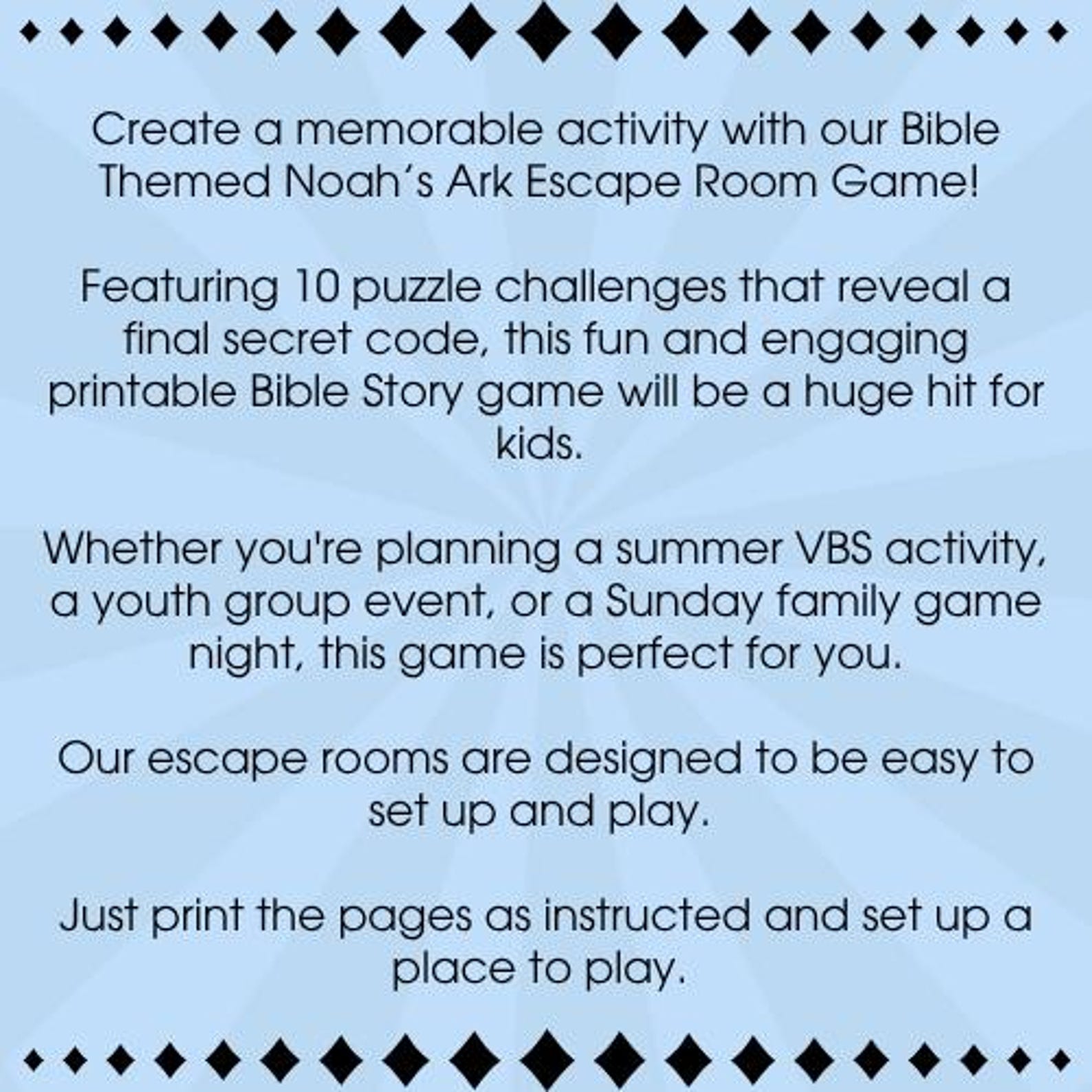 Noah's Ark Escape Room Game Printable Kids Bible Story Activity ...