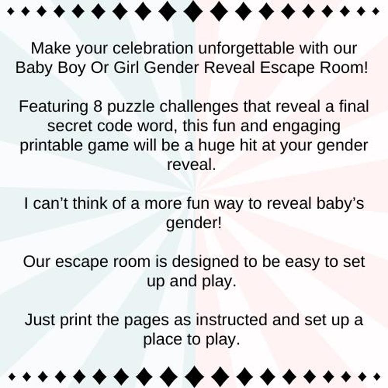 Gender Reveal GIRL Escape Room Game - Etsy