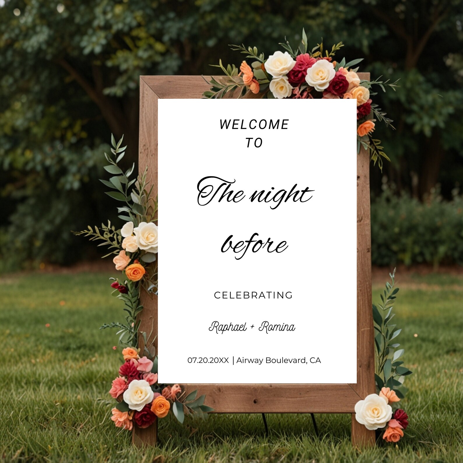 Rehearsal Dinner Welcome Sign Modern Wedding Welcome Sign the Night ...