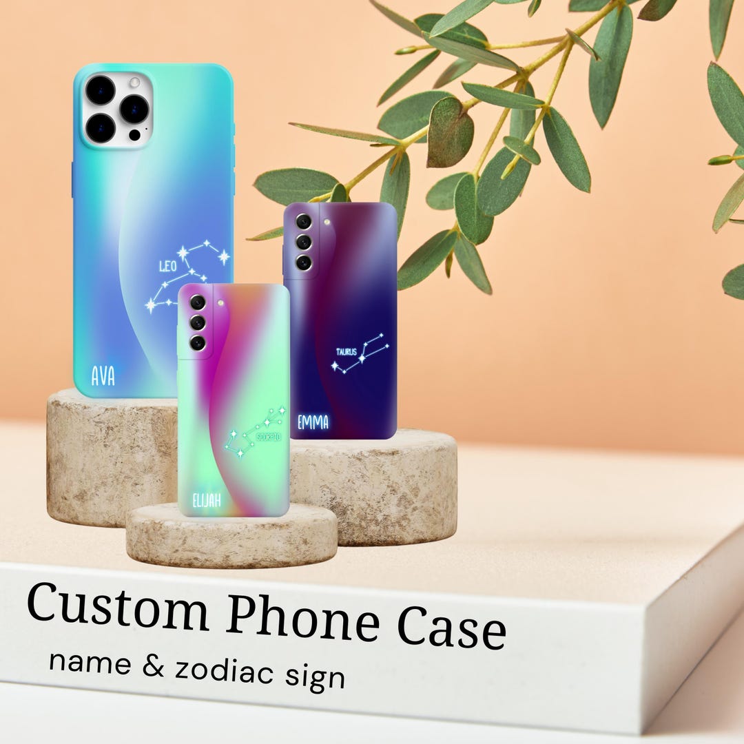 Custom Zodiac Sign Phone Case, Personalized Name Case, Astrology Gift ...