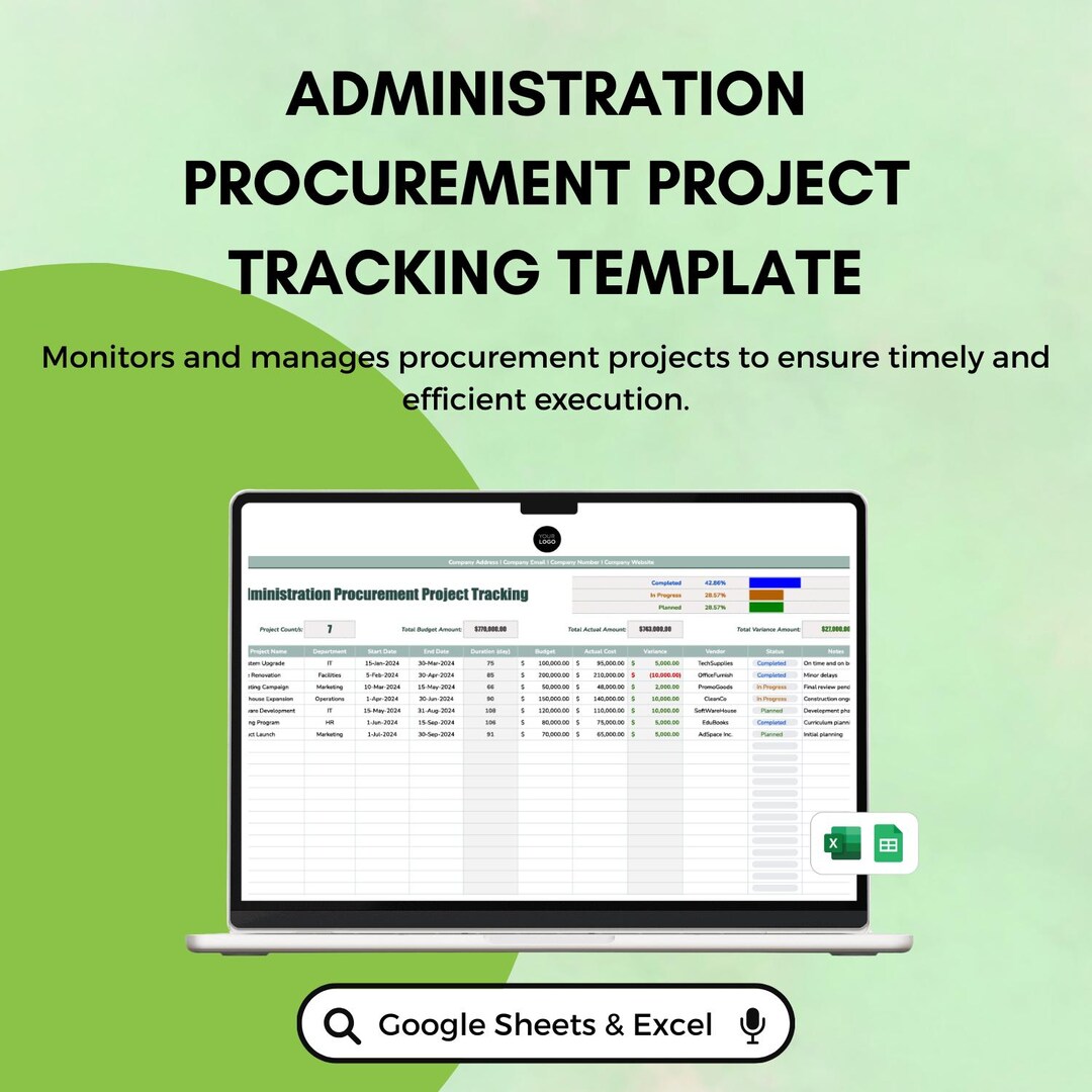 Procurement Project Tracking Template for Excel & Google Sheets ...