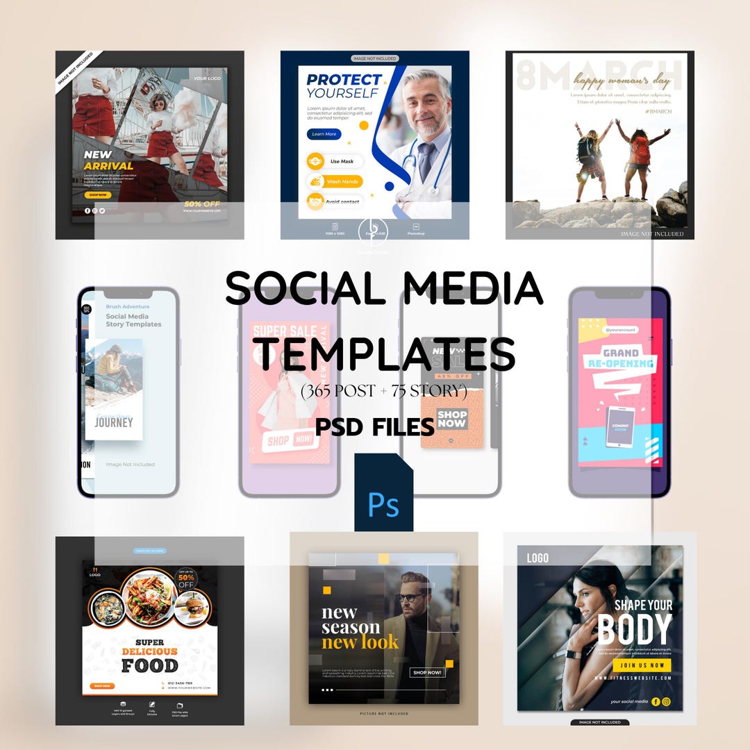 365 Instagram Post Templates 75 Story Templates Bundle Fully Editable ...