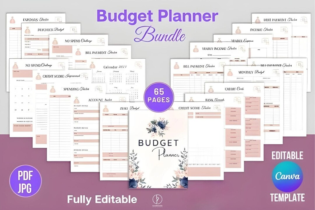Editable Budget Planner Templates Canva | Financial Planning Tools ...