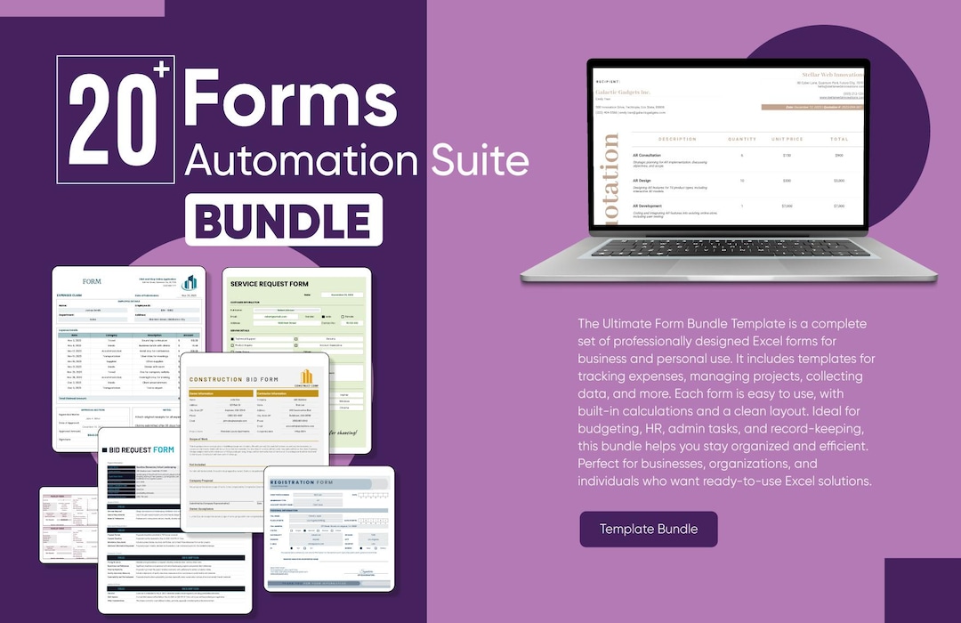 20+ Ultimate Business Forms Bundle - Automated Excel Templates Kit ...