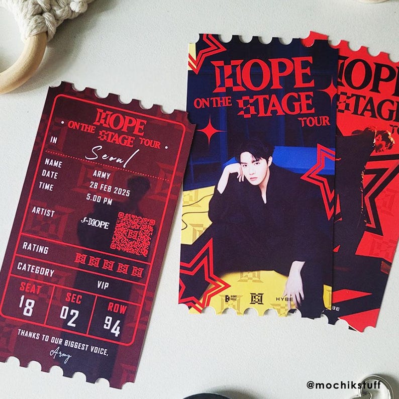 BTS Jhope Hope on the Stage Tour Concert Ticket Template | J-hope Hobi ...