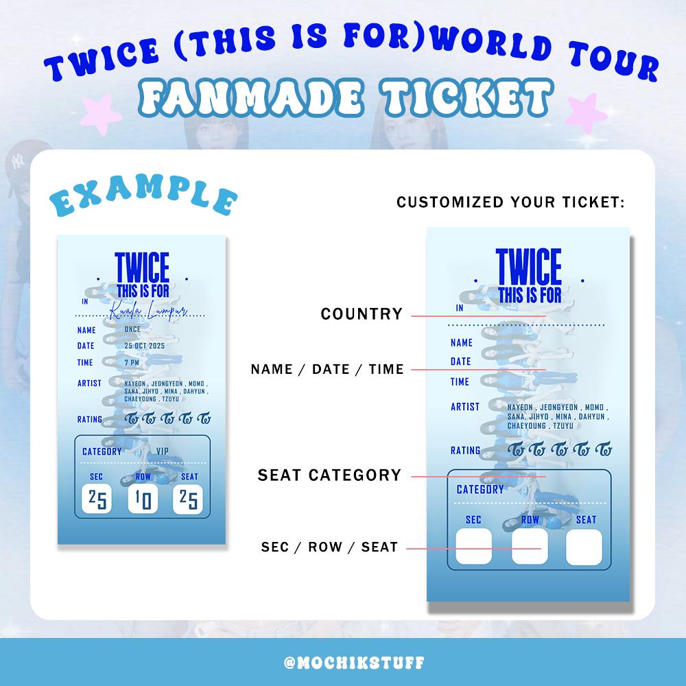 TWICE This is for World Tour Concert Ticket Template | Twice Ticket ...