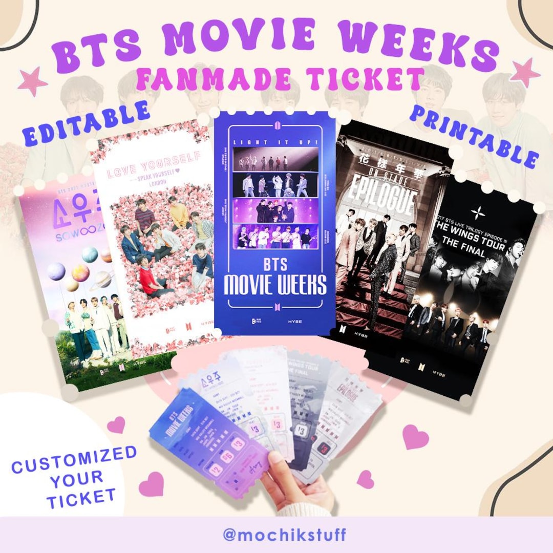 Bangtan Boys Bts Movie Weeks Ticket Editable Template Digital Download ...