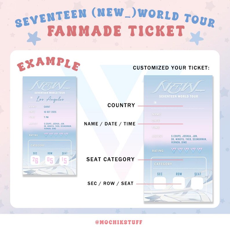 Seventeen New_ World Tour Ticket Editable Template Digital Download ...