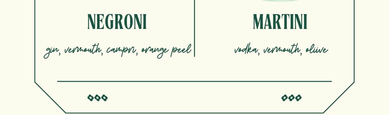 Drink Menu Template - Etsy