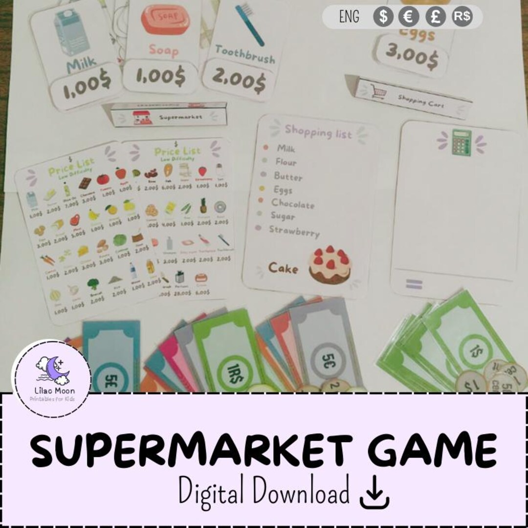 Supermarket Game, Money Game, Printable Preschool , Printable ...