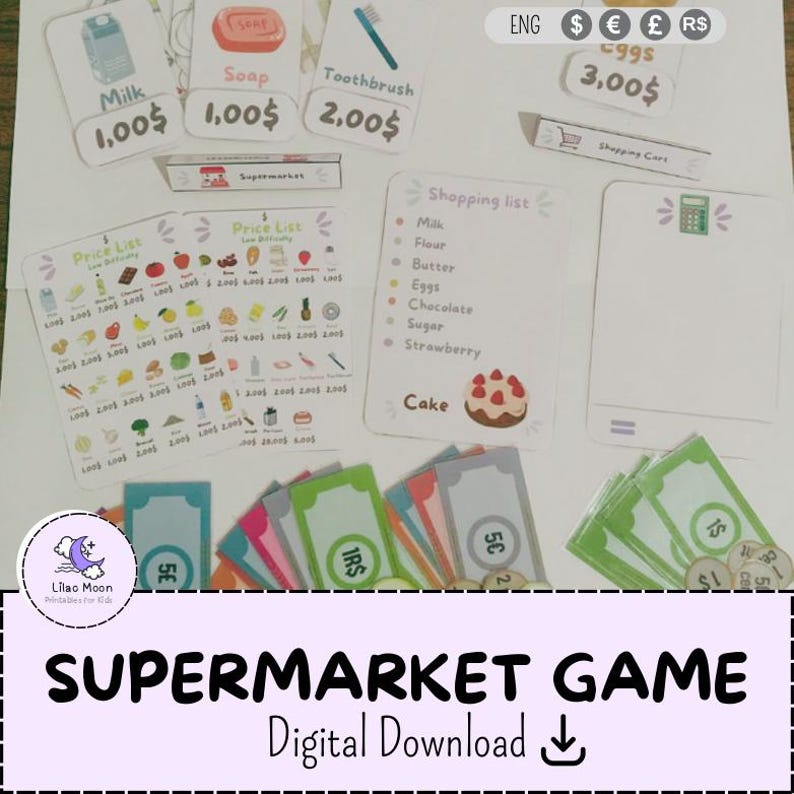 Supermarket Game, Money Game, Printable Preschool , Printable ...