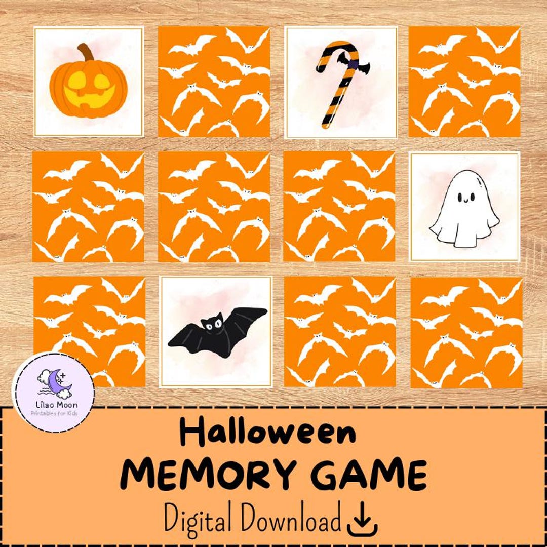 Halloween Memory Game, Memory Card Game, Kids Memory Game, Printable ...