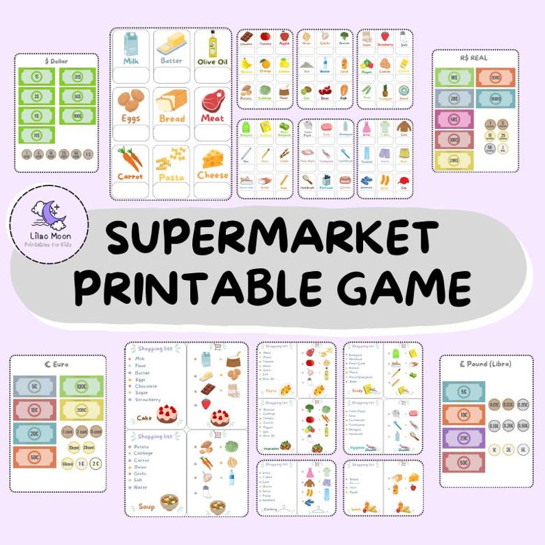 Supermarket Game, Money Game, Printable Preschool , Printable ...