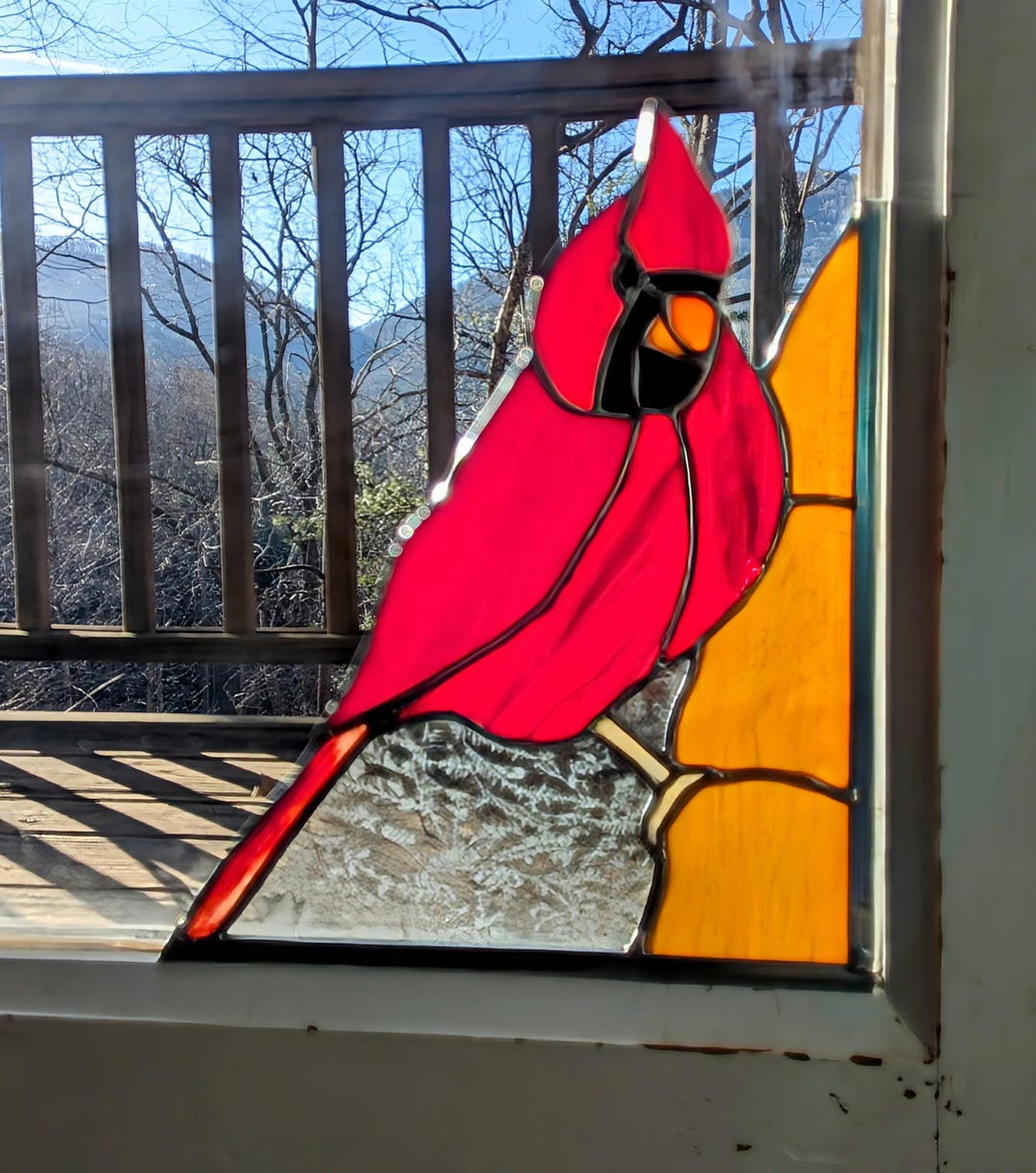 Stained Glass Cardinal Window Corner - Etsy