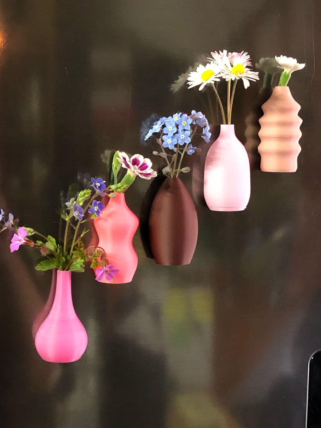 Set of 5 Magnetic Mini Vases - Random Pink Fridge Decor - Etsy