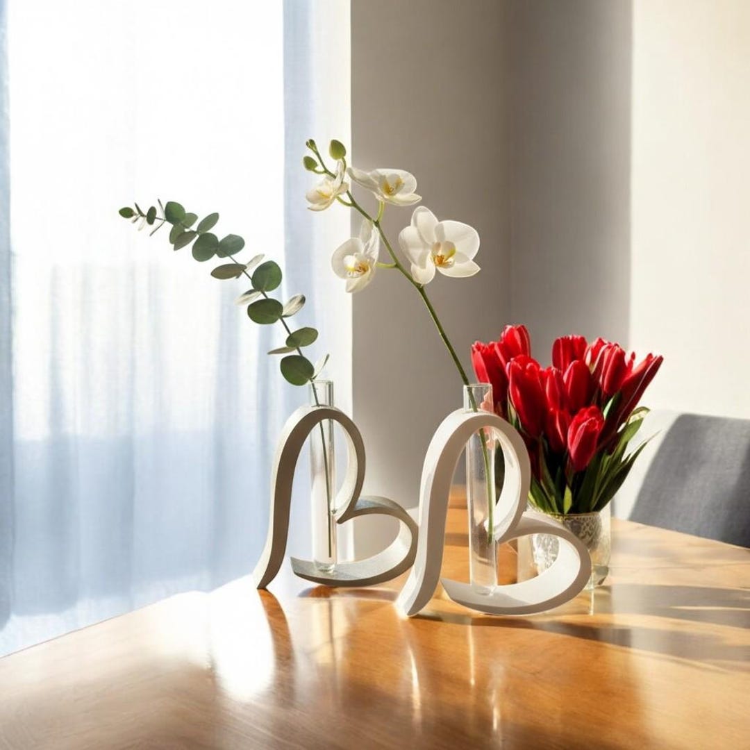 Heart Test Tube Vase, Modern Minimalist Flower Holder, Romantic Decor ...