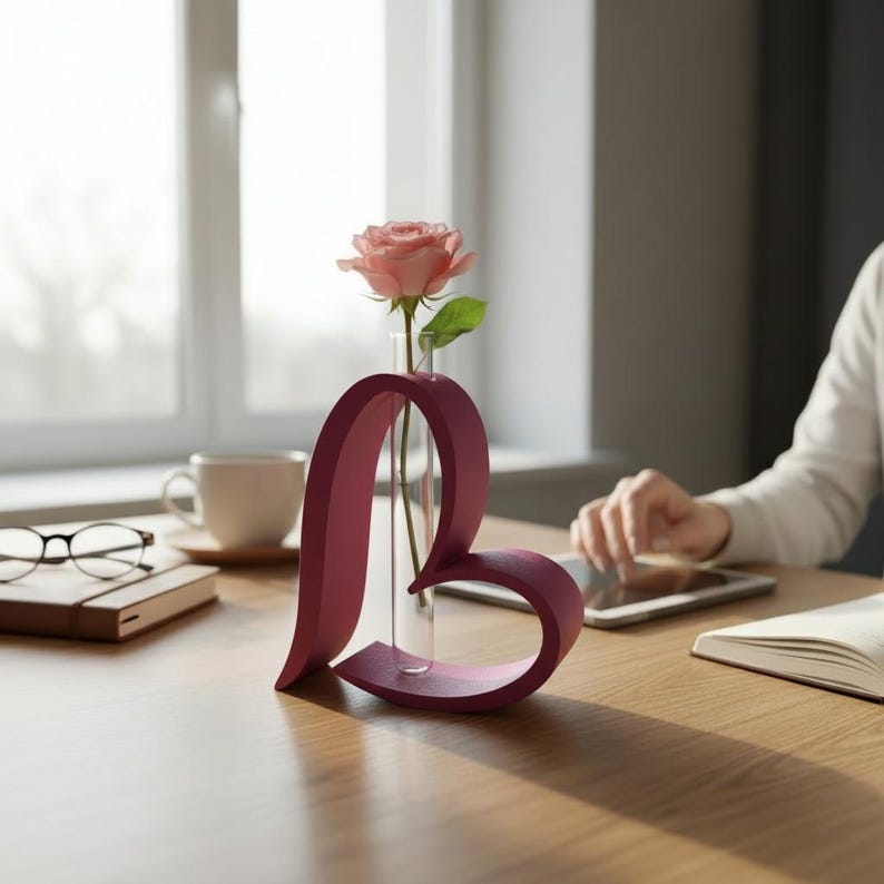 Heart Test Tube Vase, Modern Minimalist Flower Holder, Romantic Decor ...