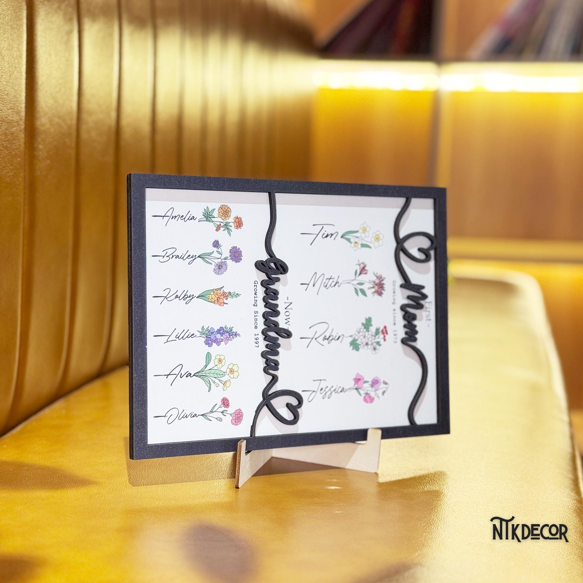 Personalized Floral Family Tree Frame, Grandma & Mom Gift - Etsy