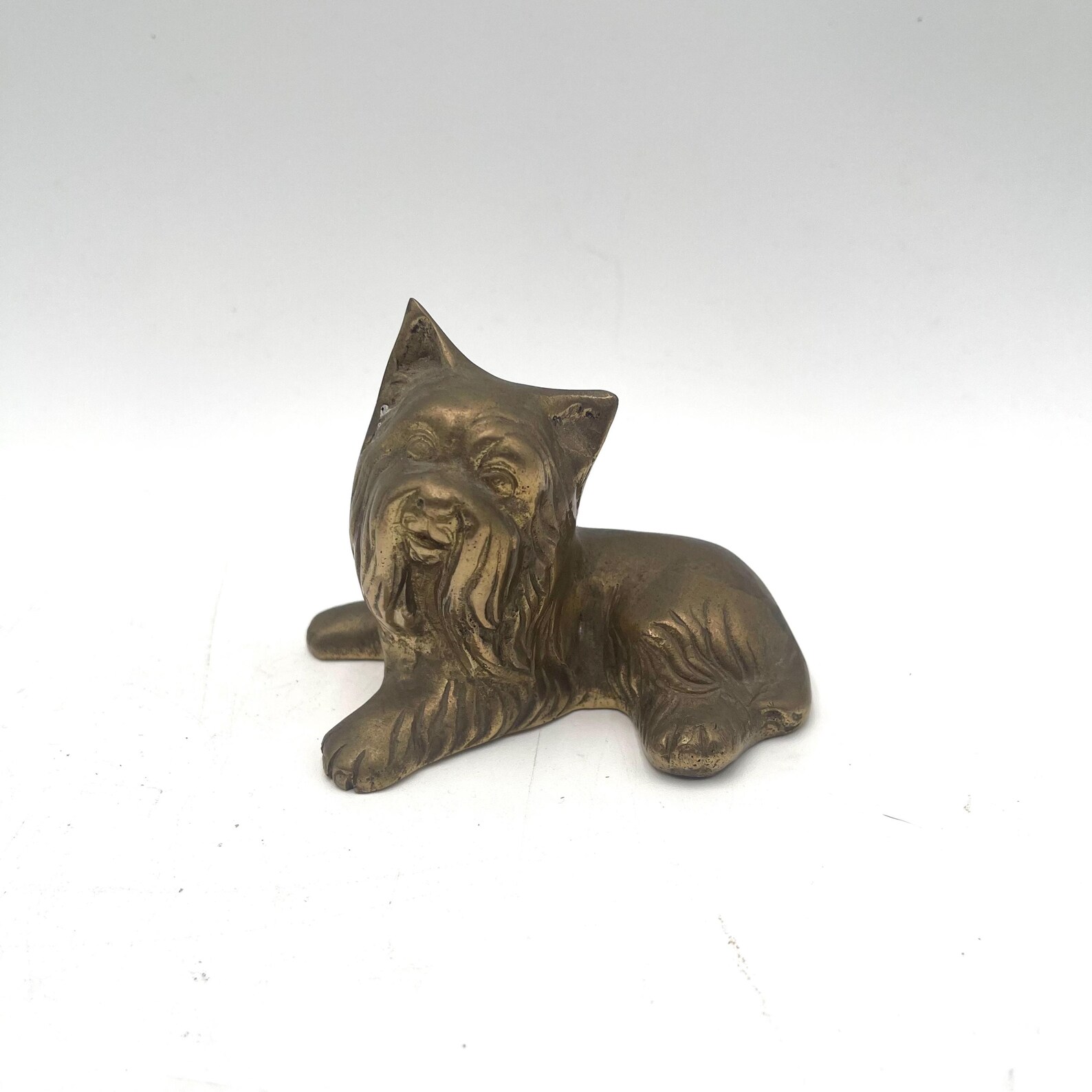 Vintage Brass Yorkie Figurine Yorkshire Terrier Statue Made in India ...