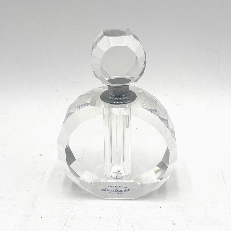 Vintage Crystal Perfume Bottle: Round Faceted Heavy Glass Applicator - Etsy