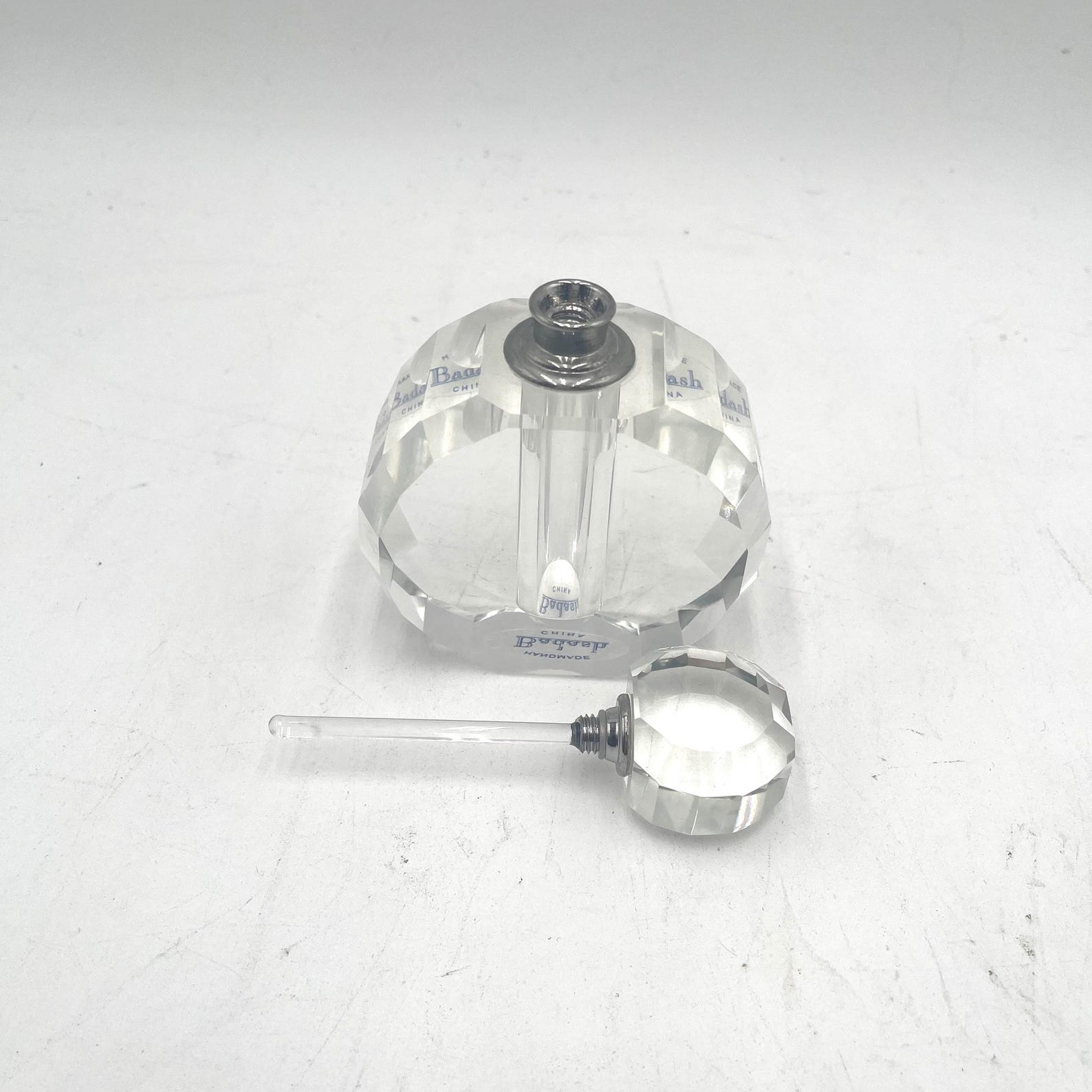 Vintage Crystal Perfume Bottle: Round Faceted Heavy Glass Applicator - Etsy