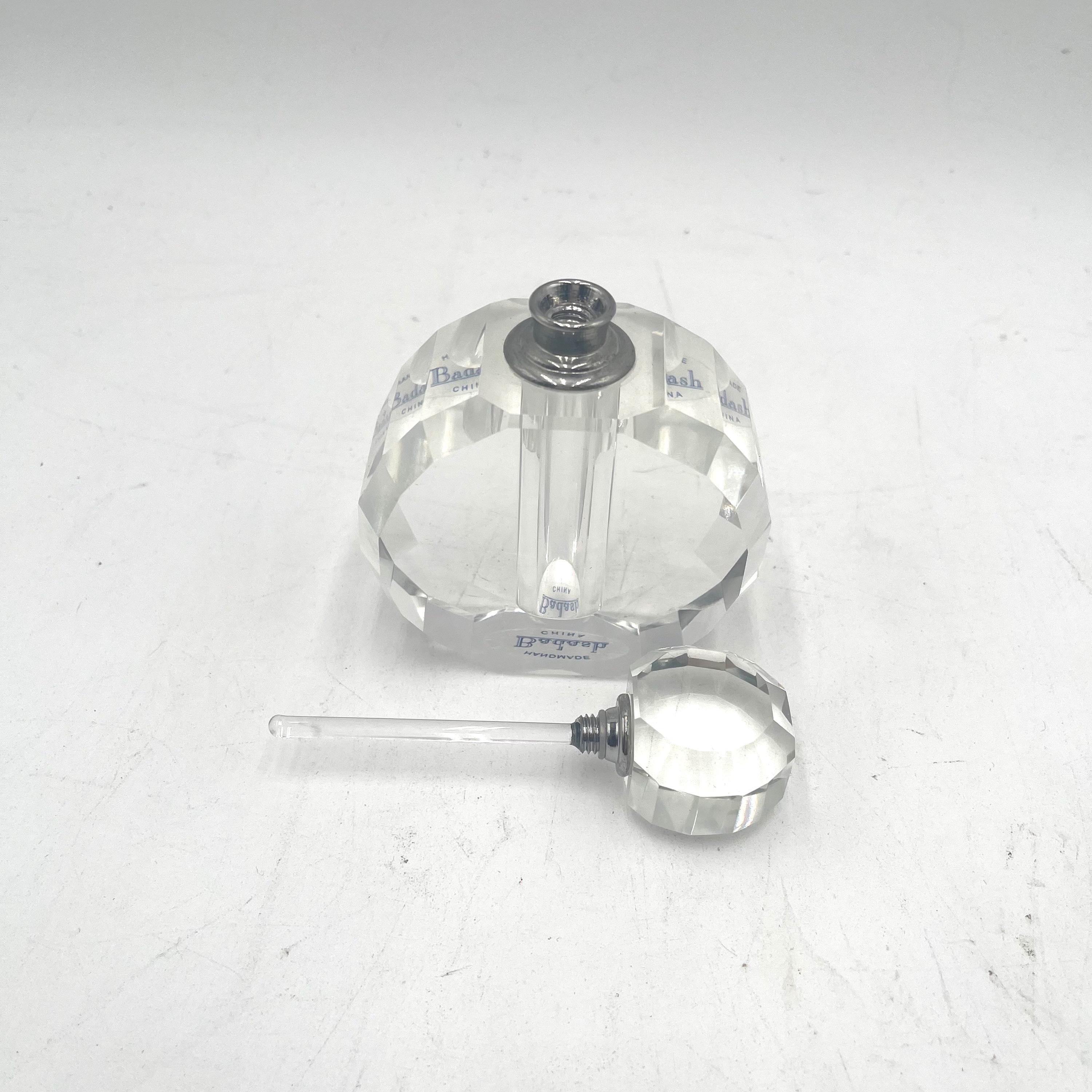 Vintage Crystal Perfume Bottle: Round Faceted Heavy Glass Applicator - Etsy