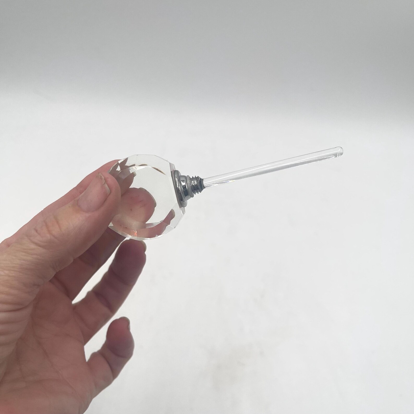 Vintage Crystal Perfume Bottle: Round Faceted Heavy Glass Applicator - Etsy