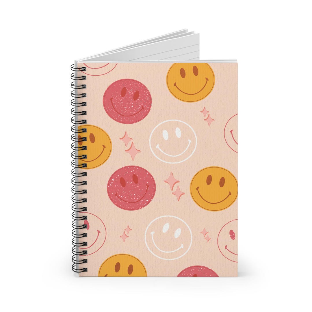 Retro Smiley Face Spiral Notebook Ruled Line, Journal, Writing Notebook ...