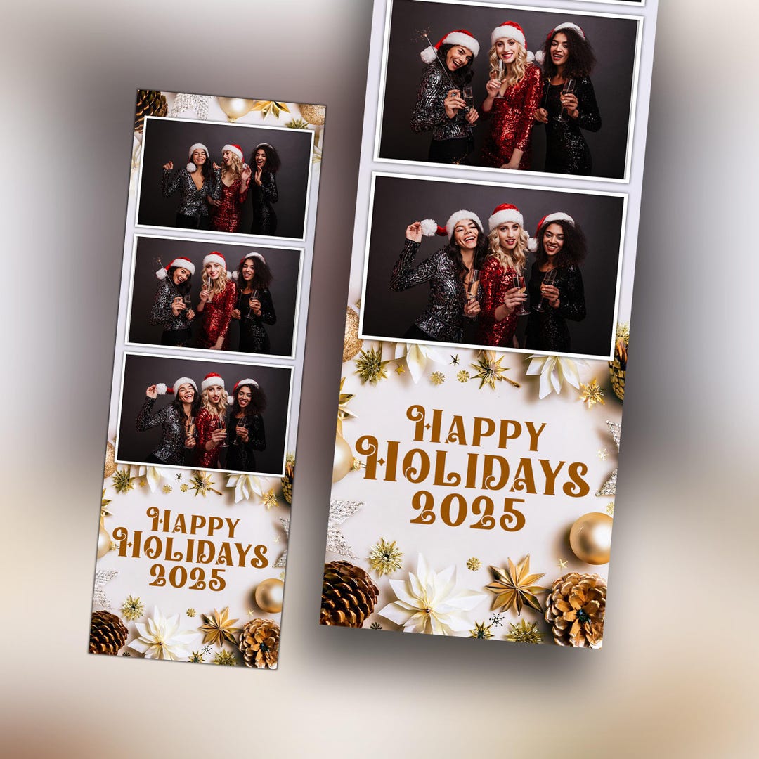 Rose Gold Holiday Photobooth Template, 2x6 Strip (PNG, PSD) - Etsy