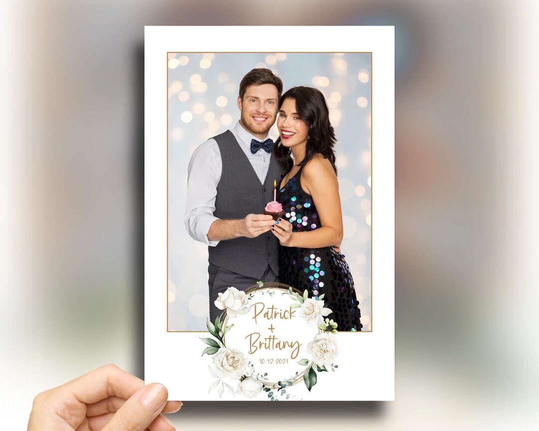 Wedding Photobooth Template 4x6 Portrait White Floral With Greenery and ...