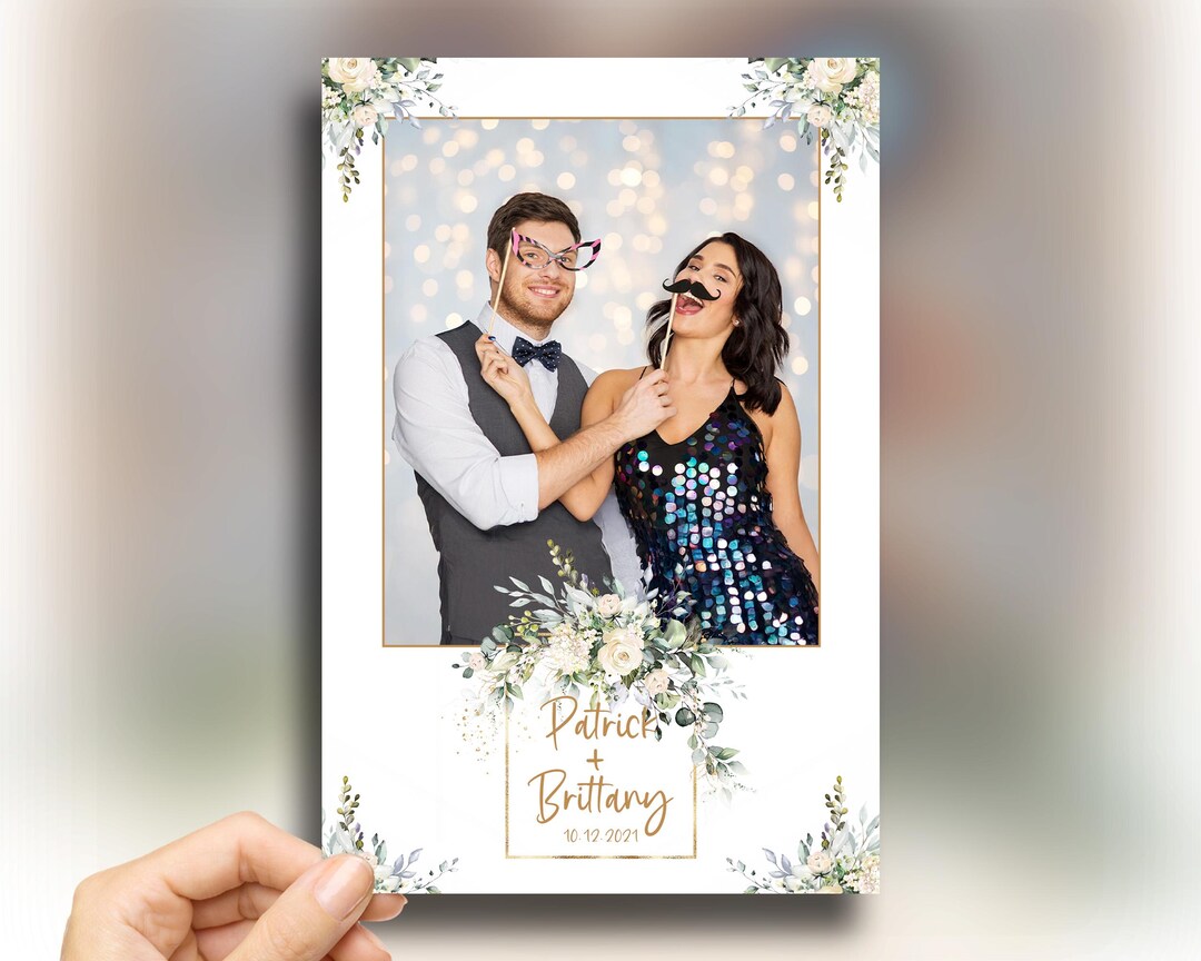 Wedding Photobooth Template 4x6 Portrait White Flower With Greenery and ...